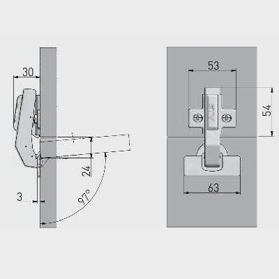 Cabinet Hinge Soft Close 90° Parallel Angular Blind Corner - Debonair ...