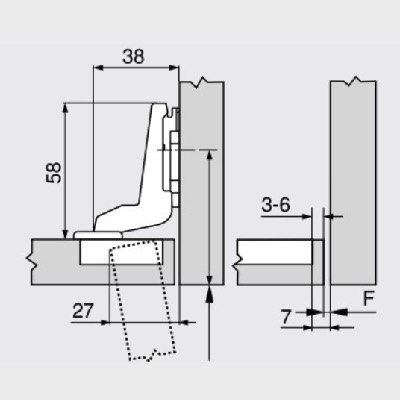Blum 91M2750 Modul 100°-Inset Hinge - Debonair Joinery Products
