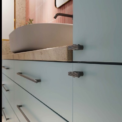 Cabinet T-Bar Ray Lines Pull Handle Black - Debonair Joinery Products