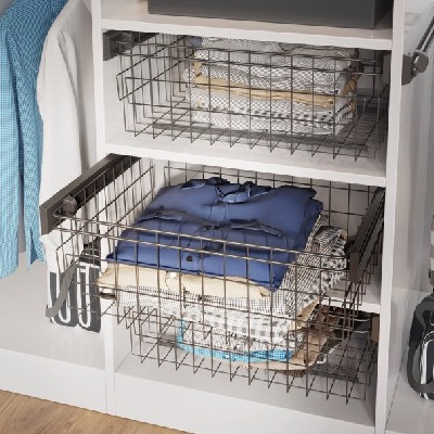 Wardrobe Pull Out Wire Basket Drawer Soft Close - Debonair Joinery Products